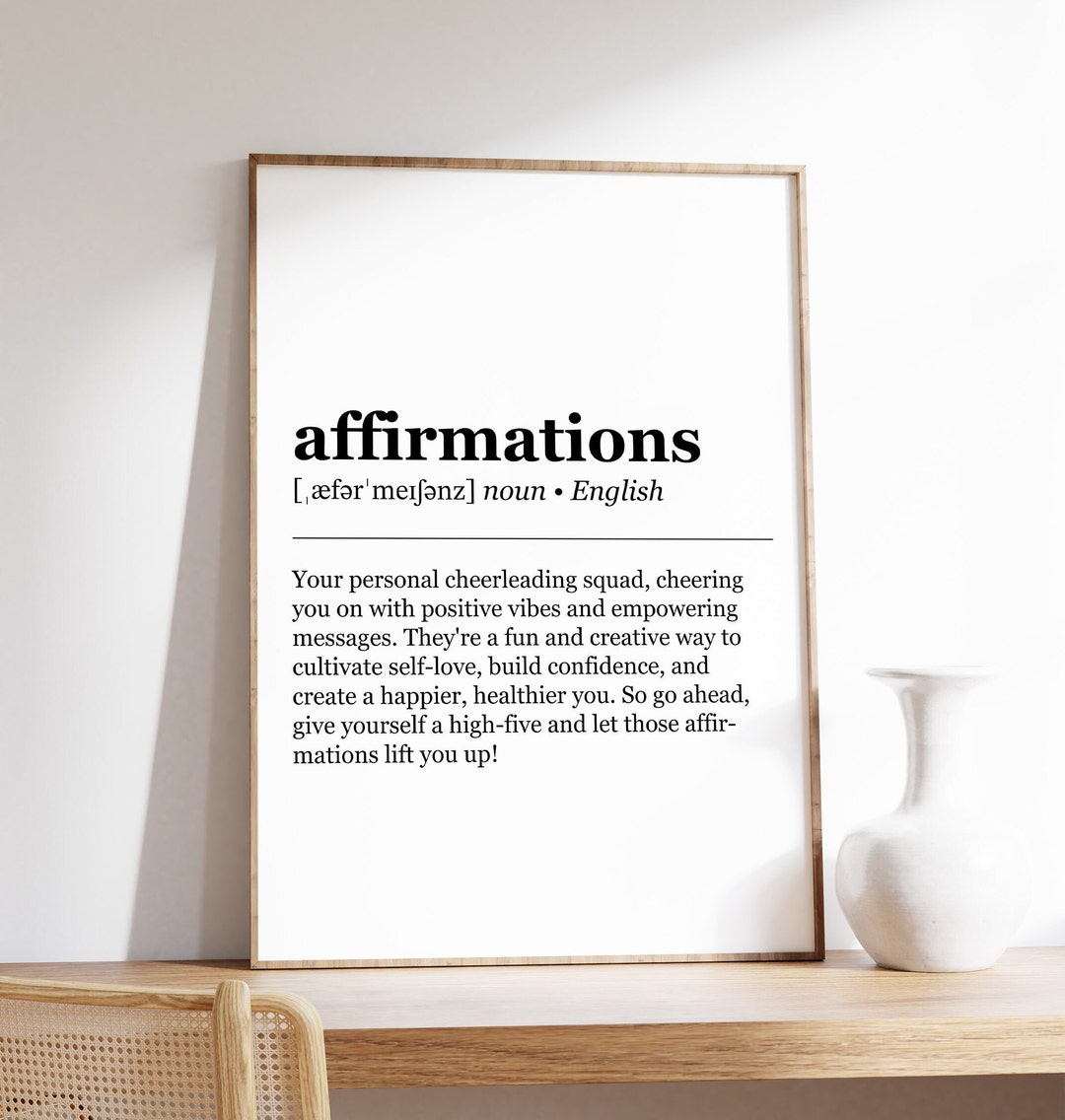 Affirmations Definition Print, Self-care Poster, Mental Health, Self ...