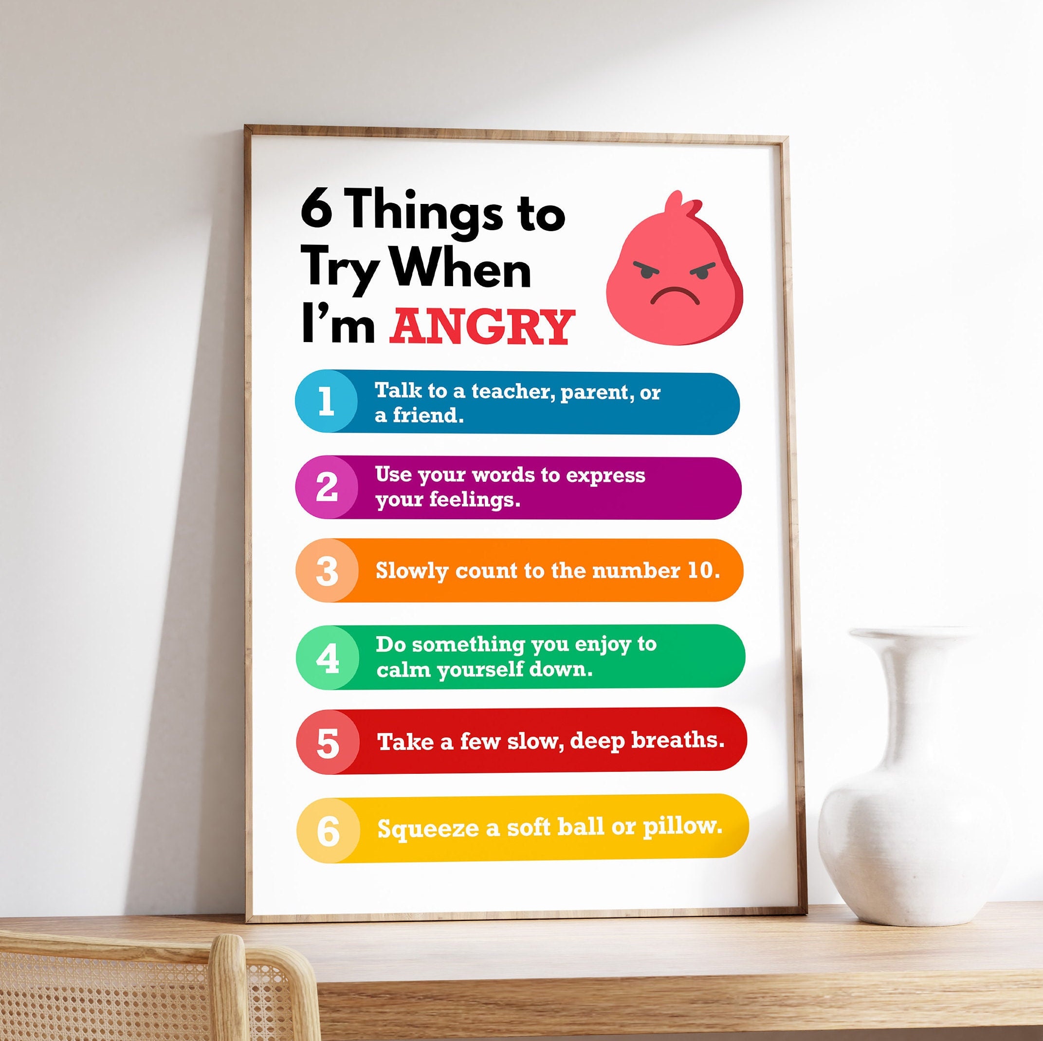 Anger Management Poster, 6 Things to Try When I'm Angry, Self ...