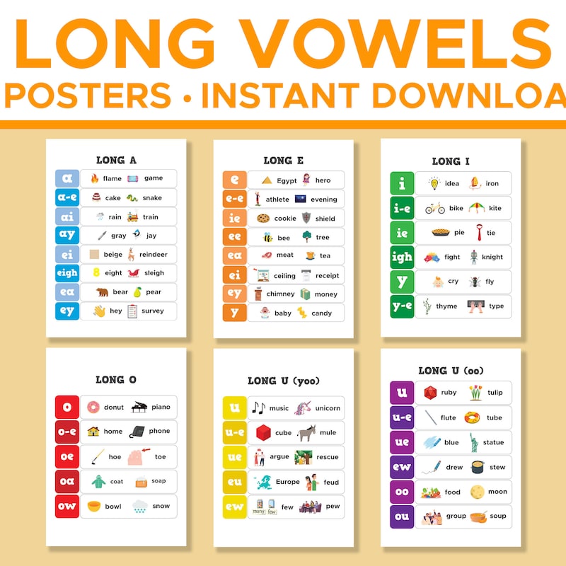 Long Vowel Sound Poster - Etsy