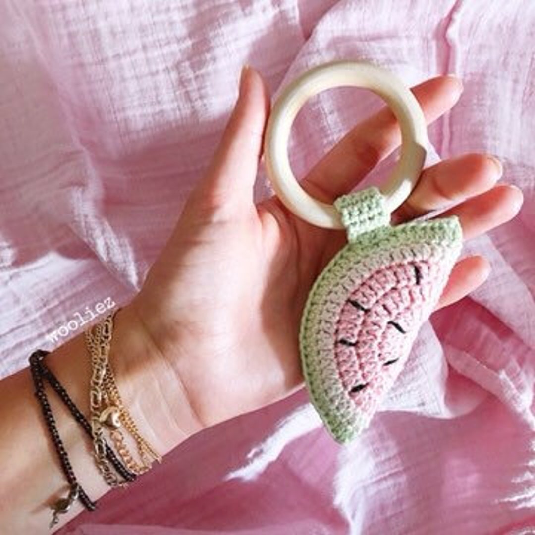 Gehaakte baby rammelaar watermeloen bijtring speelgoed - Etsy Nederland