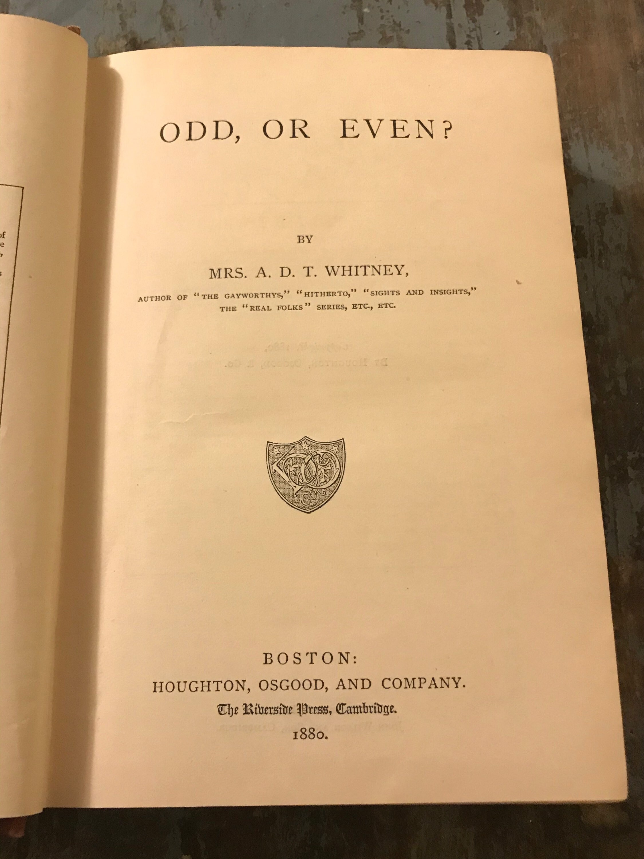 Odd or Even. Mrs. A.D.T. Whitney. 1880. Victorian Novel. | Etsy