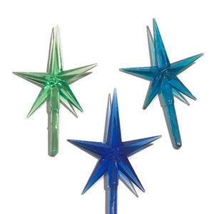 Small Ceramic Tree Star Topper. Aqua, Blue, Clear, Green, Orange, Pink ...