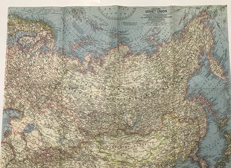 Vintage Map of Russia .Vintage National Geographic Maps. Old | Etsy