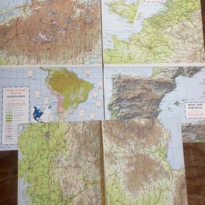 3 Large Pieces of Map Paper. Vintage Map Paper for Crafts. Decoupage ...