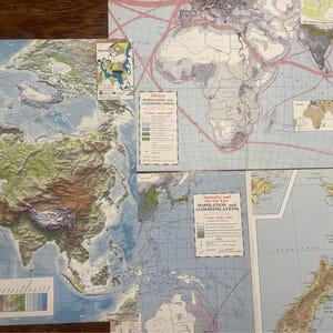 3 Large Pieces of Map Paper. Vintage Map Paper for Crafts. Decoupage ...