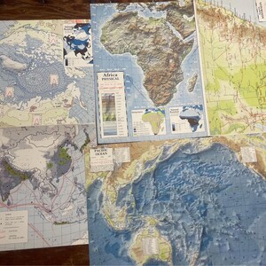3 Large Pieces of Map Paper. Vintage Map Paper for Crafts. Decoupage ...
