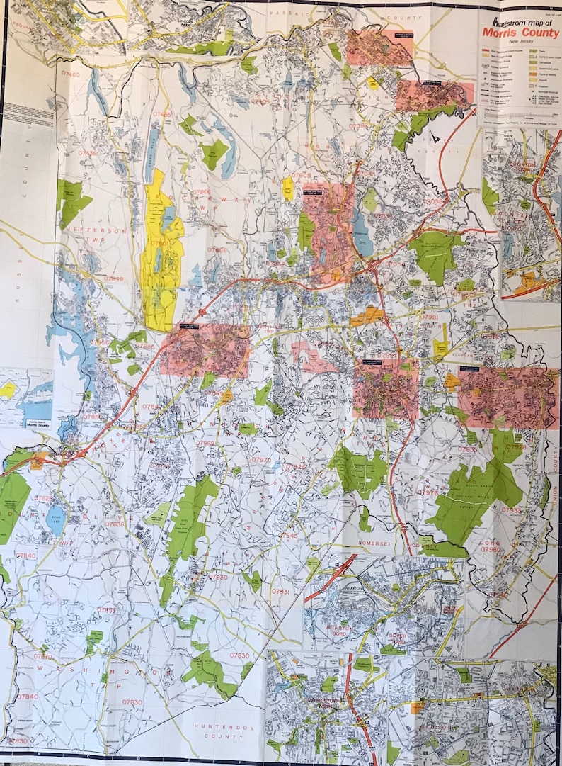 Vintage Hagstrom New Jersey County Maps. NJ Maps. Bergen - Etsy Canada