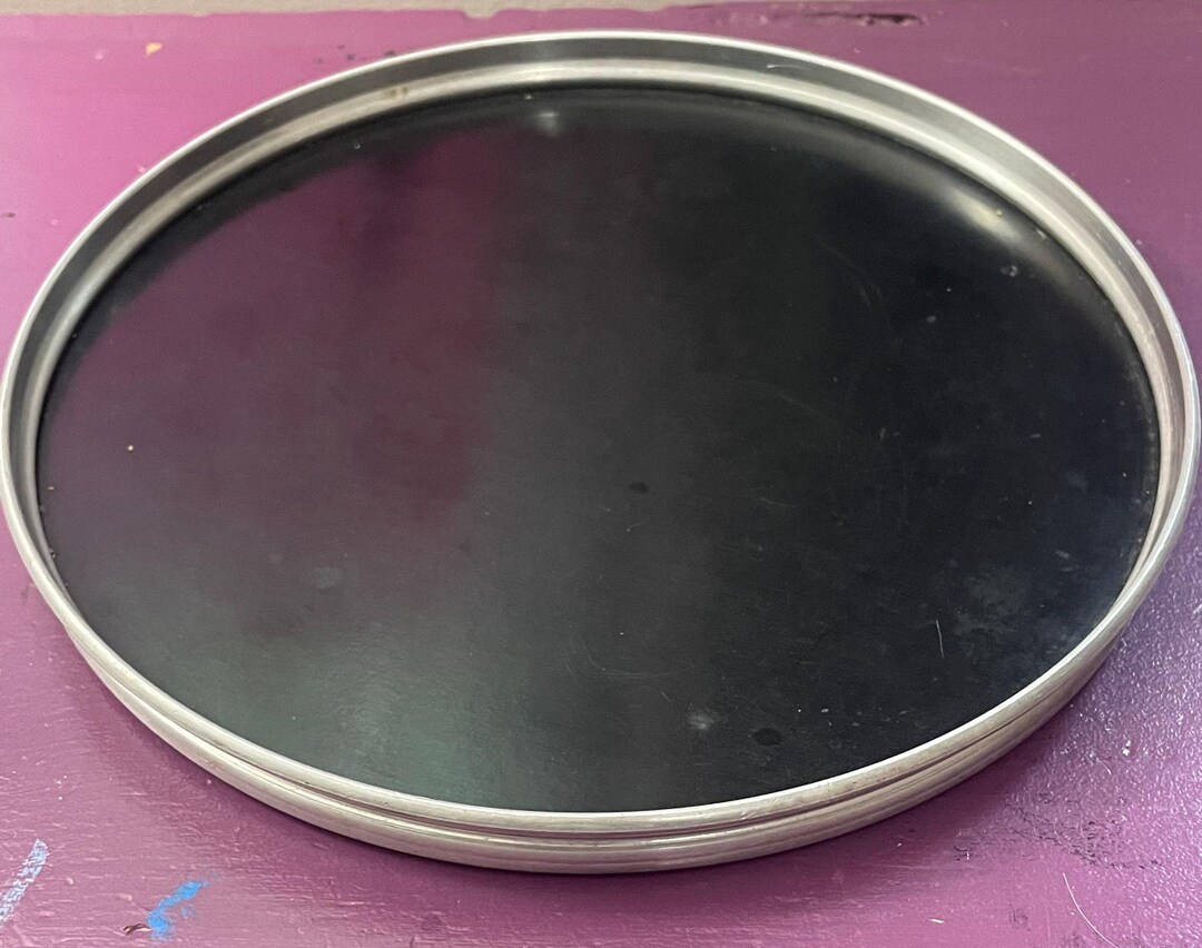 Vintage Round Formica Tray. Black Round Tray. Metal Tray. Rolling Tray ...