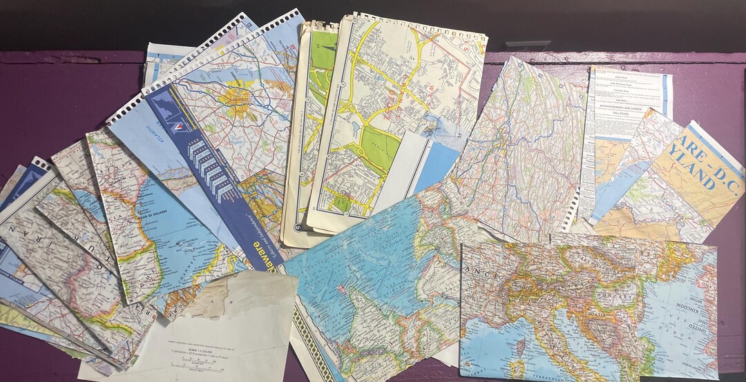 50 Vintage Map Pieces. Map Paper for Crafts. Old Maps. Decoupage ...