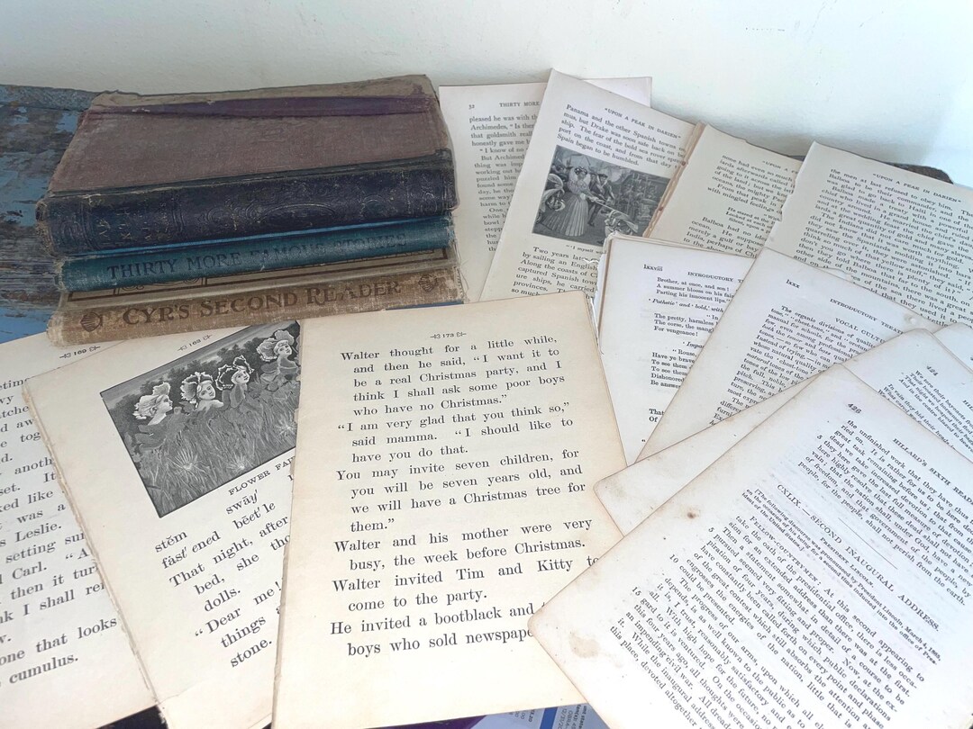40 Aged Schoolbook Pages. Old Book Pages. Vintage Book Paper. Aged ...