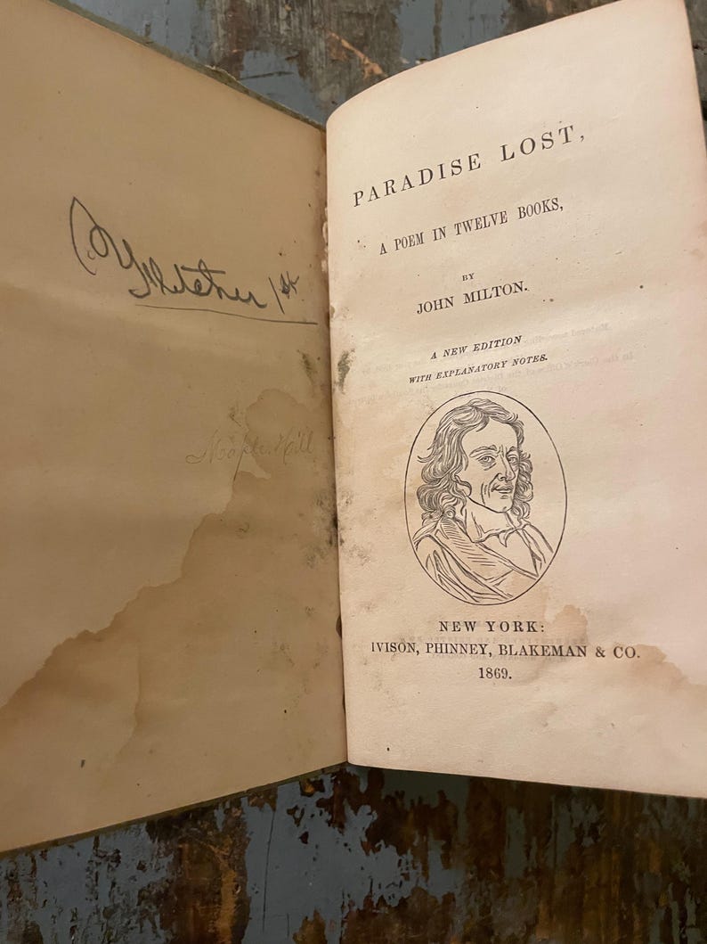 Paradise Lost. A Poem in Twelve Books. John Milton. 1869. Poetry Book ...