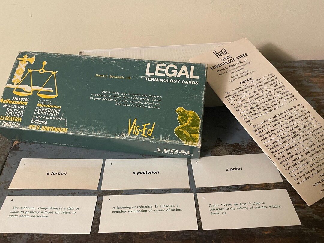 Legal Terminology Cards. 1981. Vintage Law Gift. Gift for Lawyer. Law ...