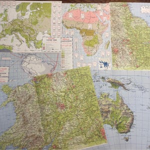 3 Large Pieces of Map Paper. Vintage Map Paper for Crafts. Decoupage ...