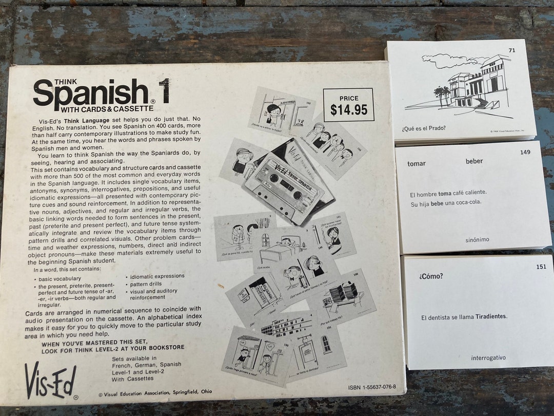 Vintage Spanish Flash Cards. Vis-ed Spanish 1 Cards. Spanish Vocabulary ...