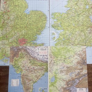 3 Large Pieces of Map Paper. Vintage Map Paper for Crafts. Decoupage ...