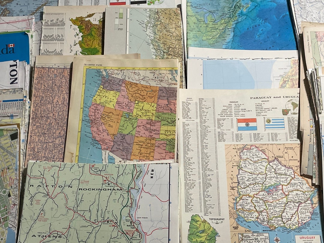 50 Vintage Map Paper for Crafts. Map Pieces. Old Maps. Decoupage ...