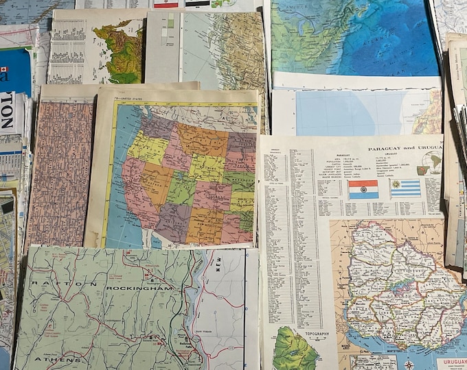 50 Vintage Map Paper for Crafts. Map Pieces. Old Maps. Decoupage ...