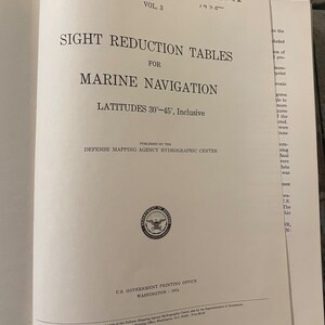 Marine Navigation Sight Reduction Tables. Vol. 3. Defense Mapping Agency Hydrographic Center ...