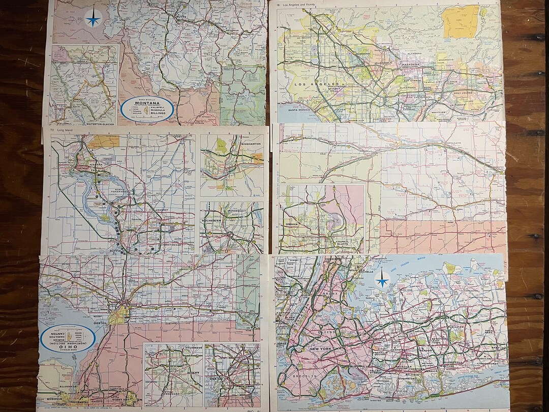 20 Vintage USA Road Maps. Map Pieces. Old Maps. Map Paper Decoupage ...