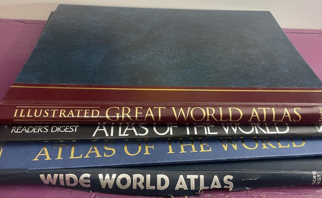 Large Vintage Book Covers for Crafting or Junk Journals. Atlas Book ...