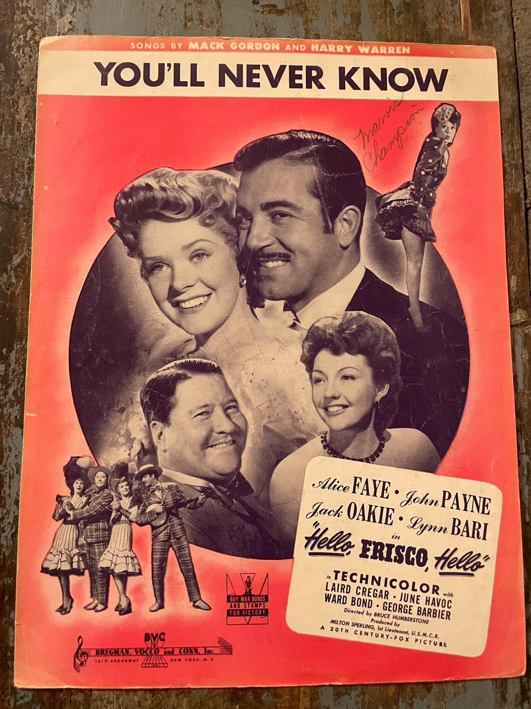Old Sheet Music. You'll Never Know. Mack Gordon. 1943. From the Movie ...