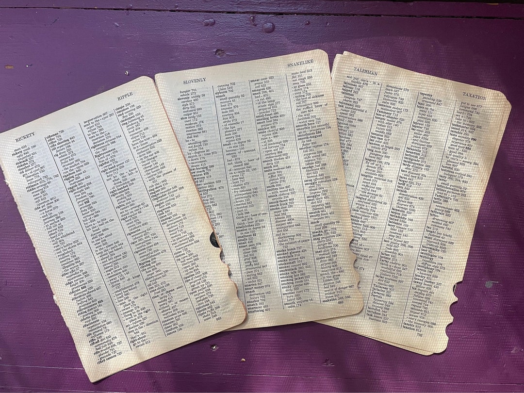 20 Old Dictionary Pages. Roget's Thesaurus Index. Vintage Thesaurus ...