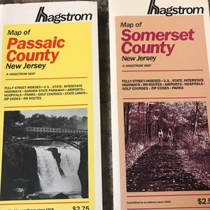 Vintage Hagstrom New Jersey County Maps. NJ Maps. Bergen, Middlesex ...