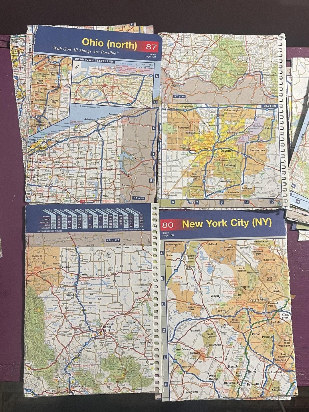 20 Vintage US State Road Maps. Street Map Pieces. Old USA Maps ...