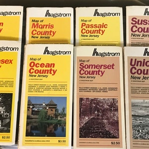 Vintage Hagstrom New Jersey County Maps. NJ Maps. Bergen, Middlesex ...
