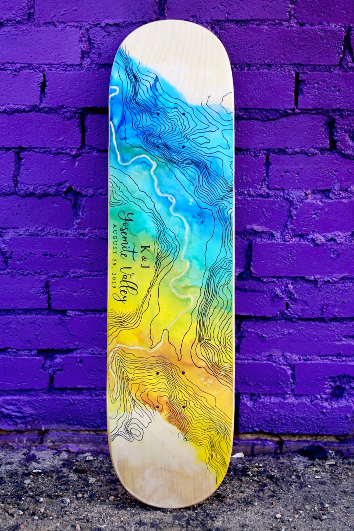Custom Painted Topo Map Skateboard Deck Choose Your Map and - Etsy