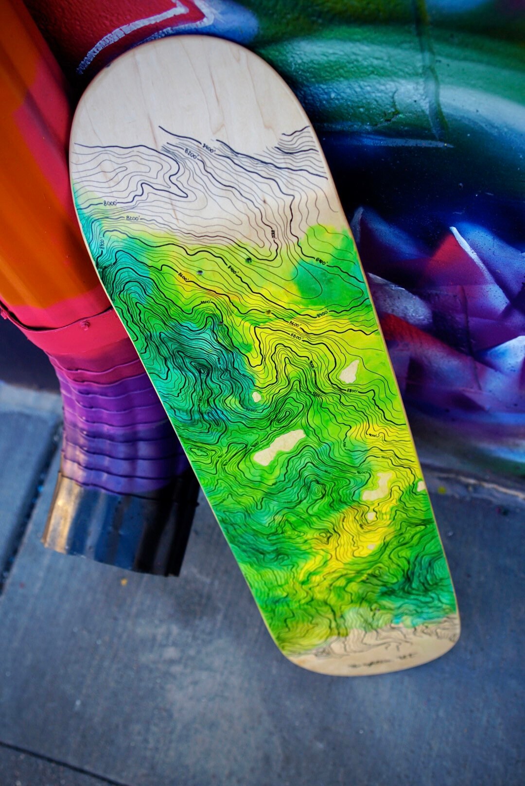Custom Painted Topo Map Skateboard Deck Choose Your Map and - Etsy