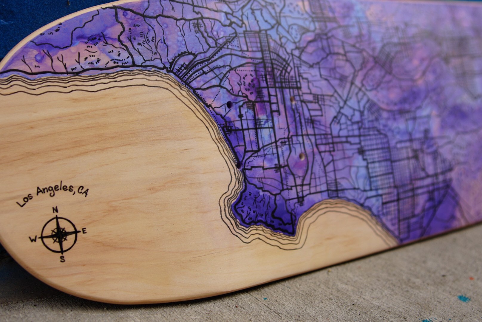 Custom Painted City Map Skateboard Deck Choose Your City and | Etsy