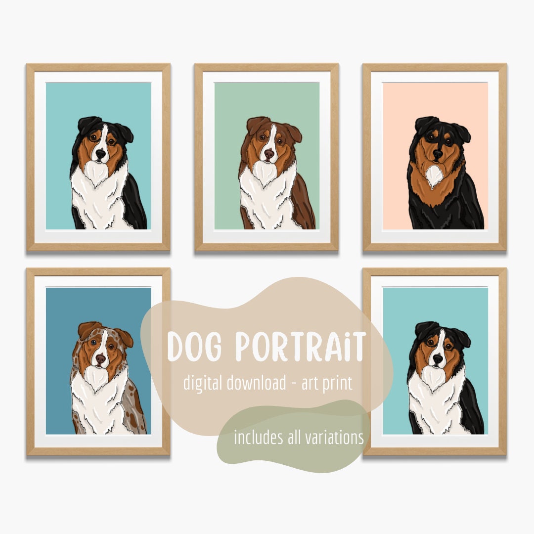 Dog Portrait Digital Art | Dog Breed Digital Art Print | Pet Artwork ...