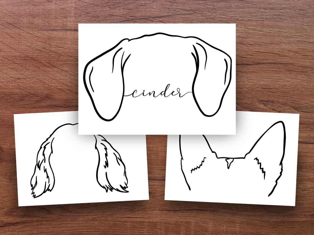 Custom Dog Ear Vinyl Sticker: Line Art Pet Decal - Etsy