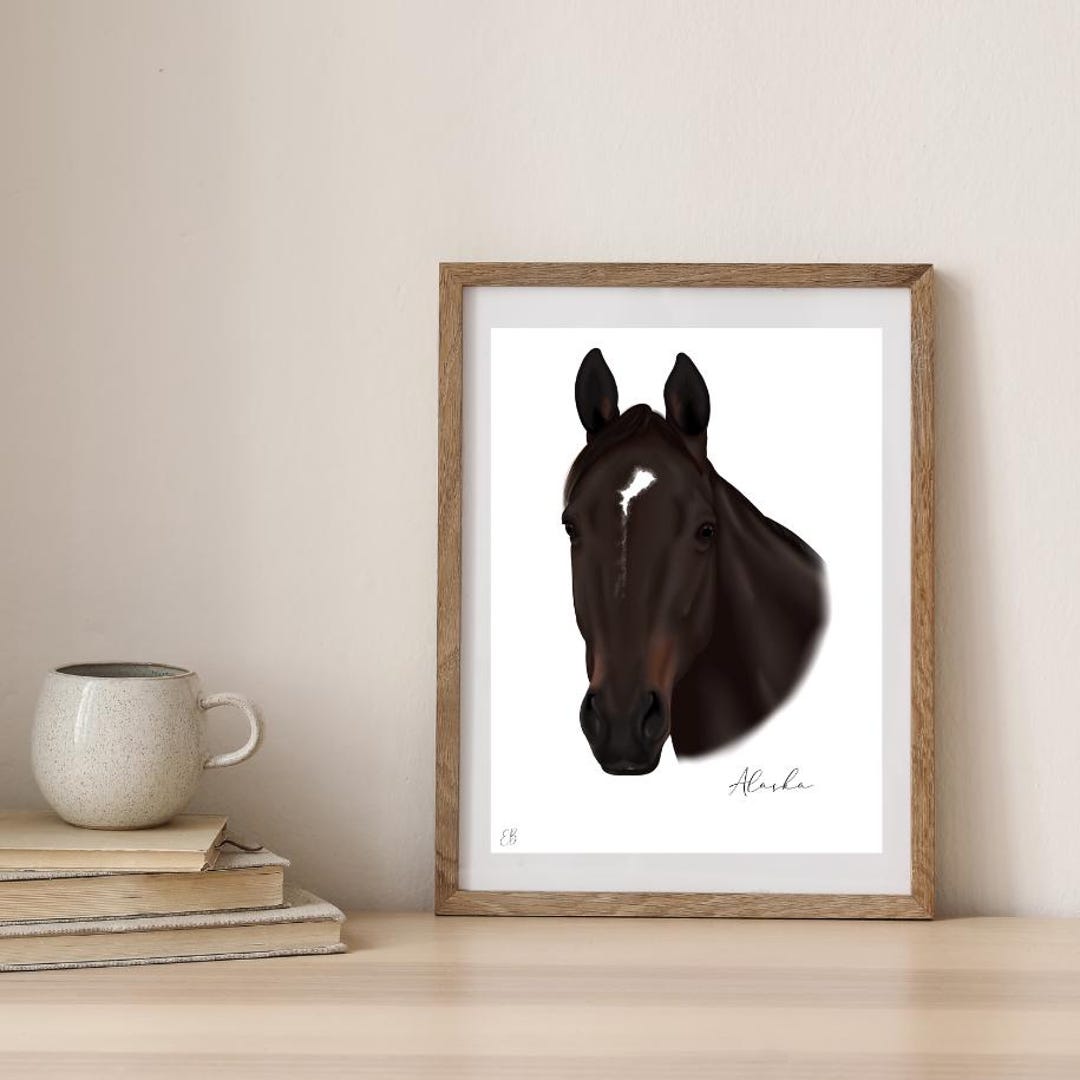 Custom Drawing of Your Horse | Custom Physical Print | Framing ...