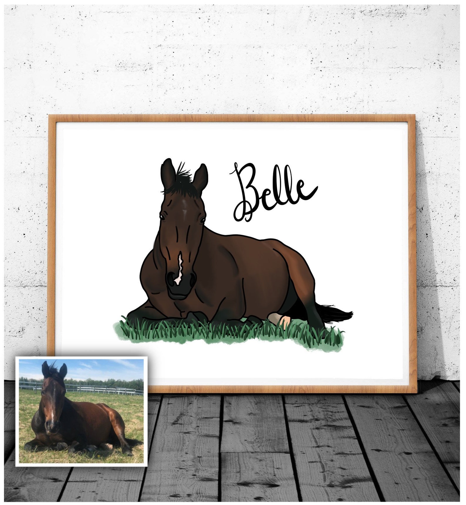 Custom Drawing of Your Horse Custom Print of Your Horse | Etsy
