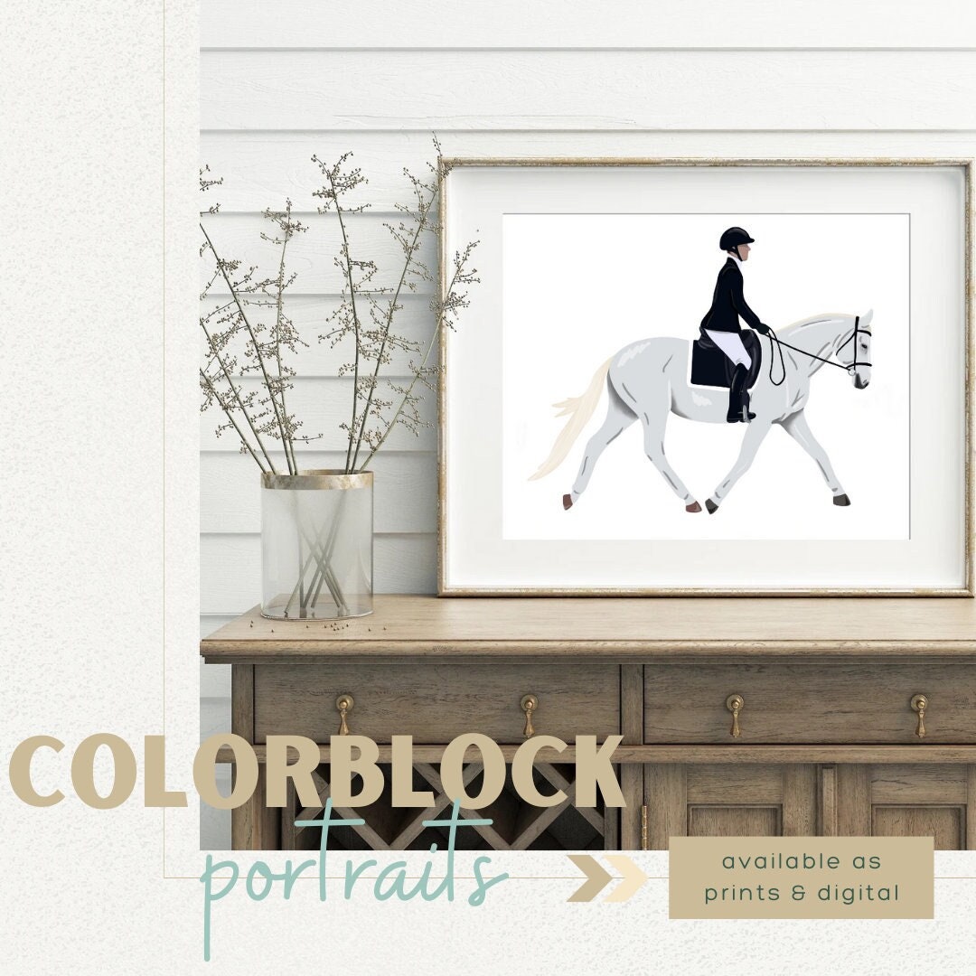 Custom Color Block Drawing of Your Horse or Pet | Custom Print of Your ...