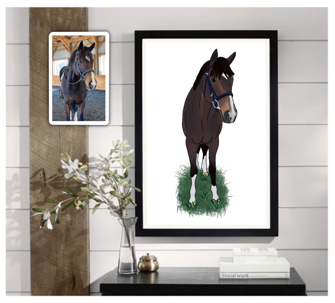 Custom Drawing of Your Horse Custom Print of Your Horse | Etsy