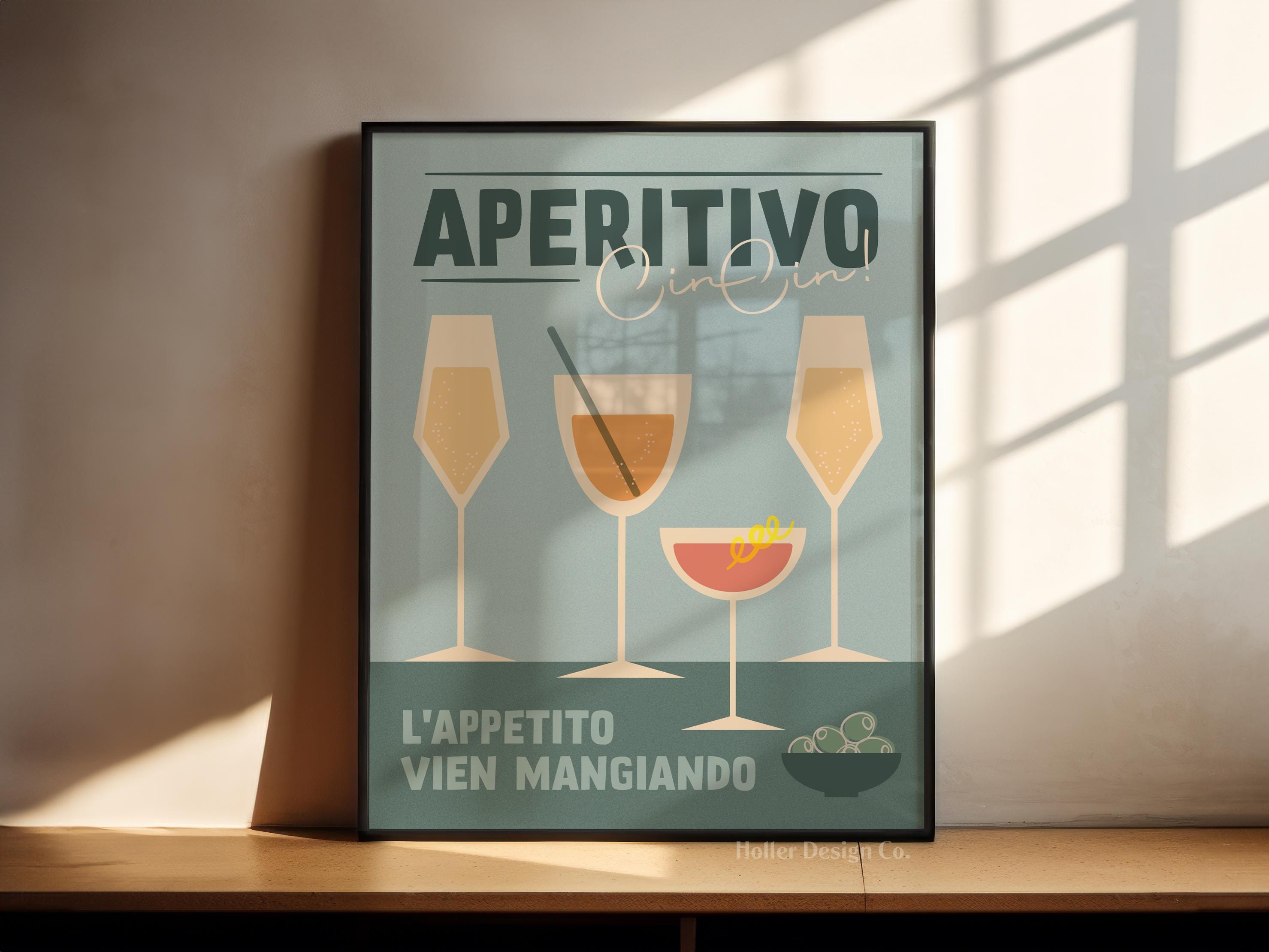 Retro Aperol Spritz Print: Italian Aperitivo Bar Cart Art (digital ...