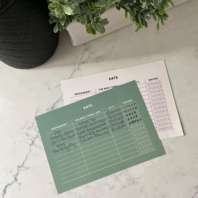 Printable Restaurant Tracker: Food Journal & Reviews (digital Download ...