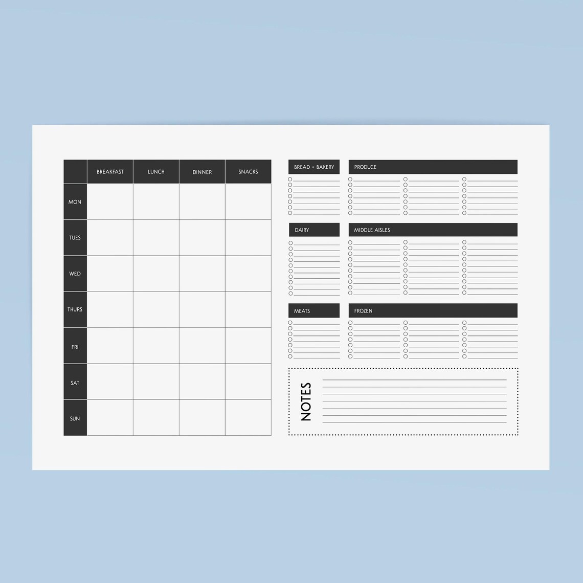 Printable Weekly Meal Planner: 7-day Menu, Grocery List (PDF Download ...