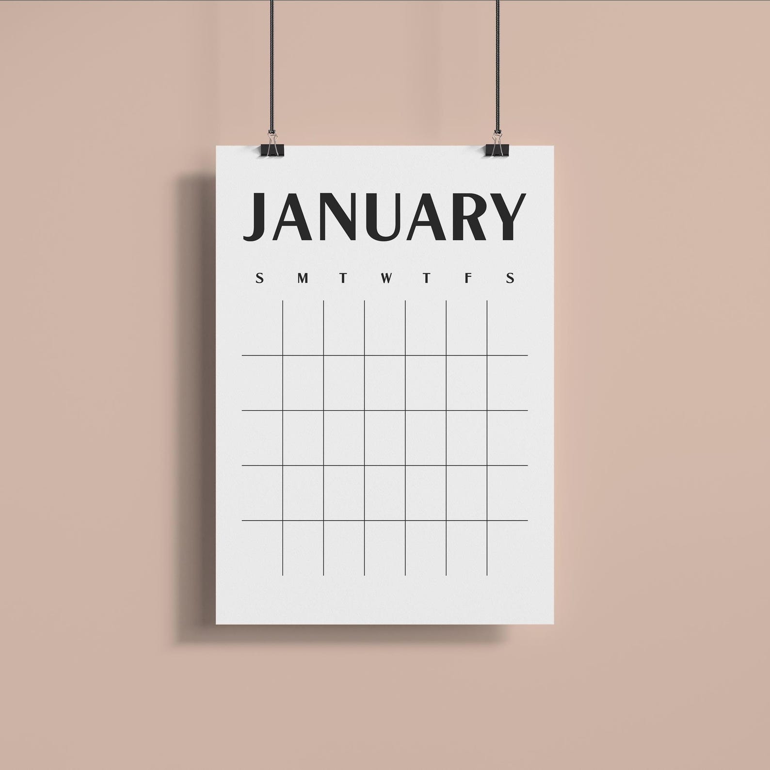 Printable Minimalist Wall Calendar Pages, New Year Wall Planner ...