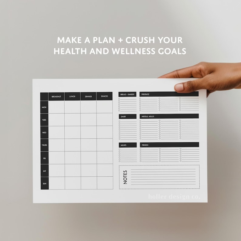 Printable Weekly Meal Planner: 7-day Menu, Grocery List (PDF Download ...
