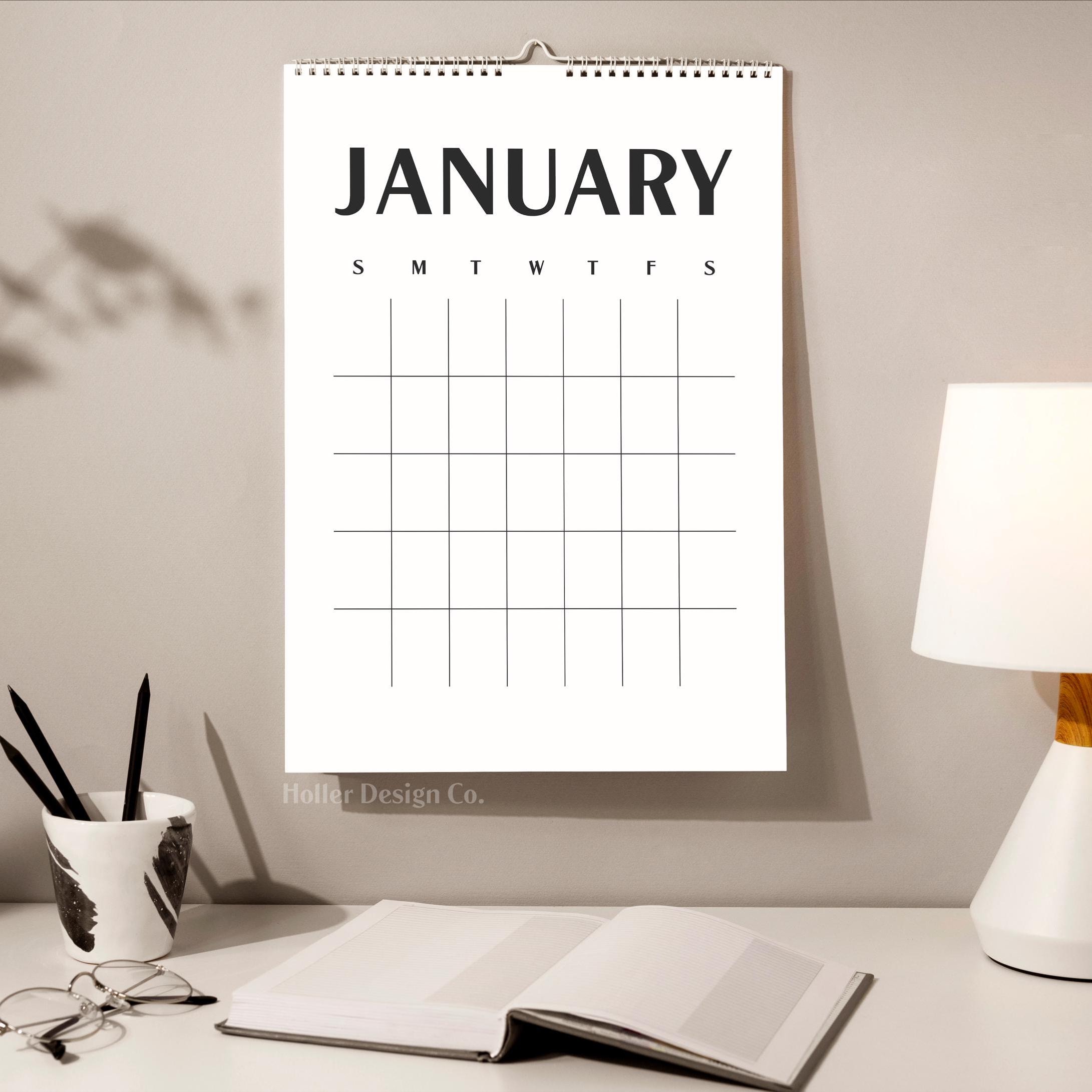Printable Minimalist Wall Calendar Pages, New Year Wall Planner ...