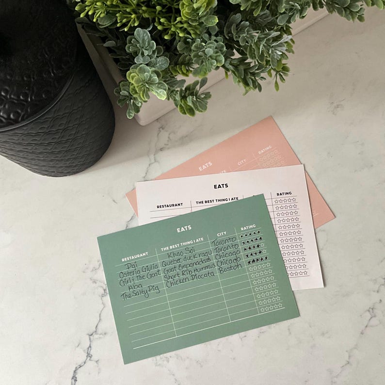 Printable Restaurant Tracker: Food Journal & Reviews (digital Download ...