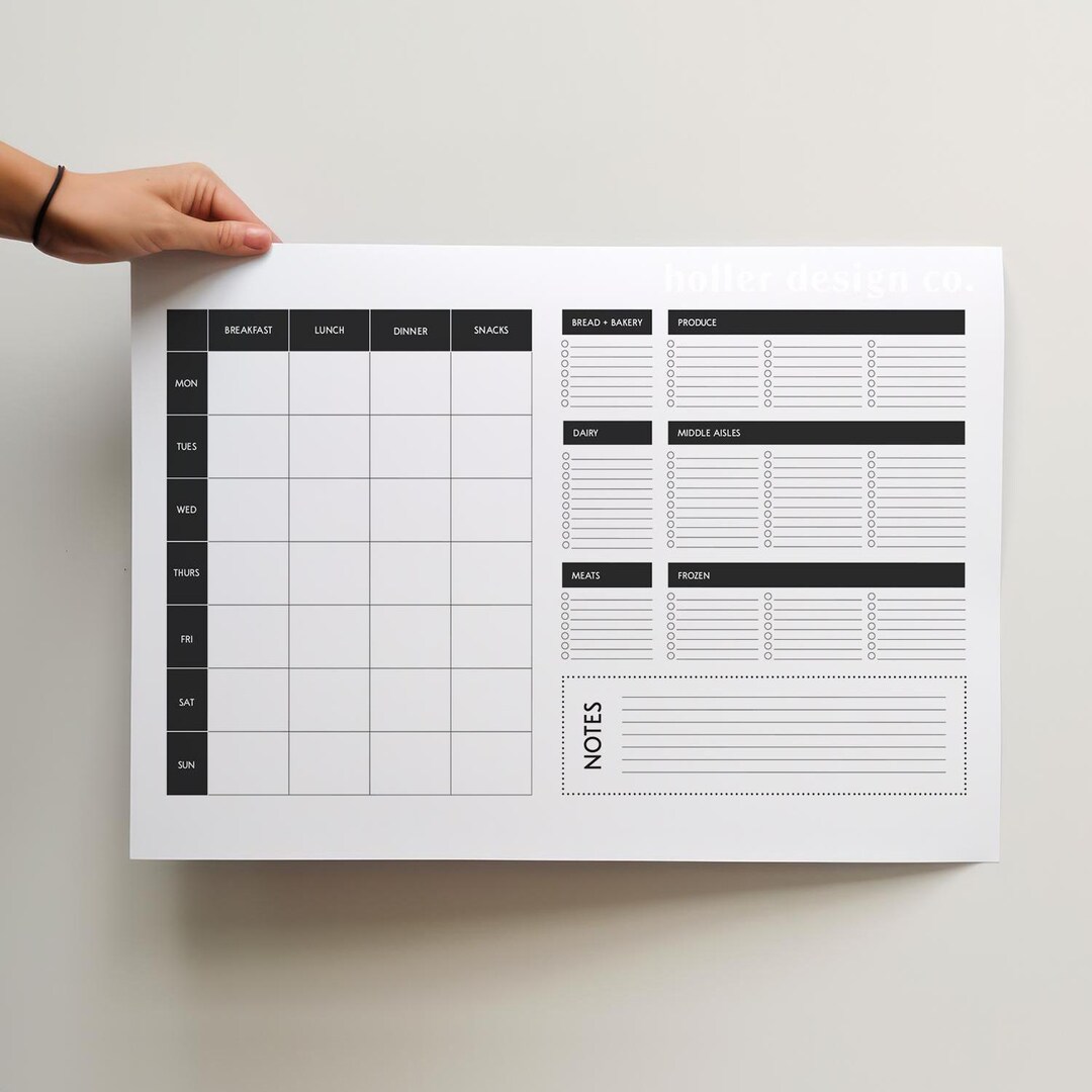 Printable Weekly Meal Planner: 7-day Menu, Grocery List (PDF Download ...