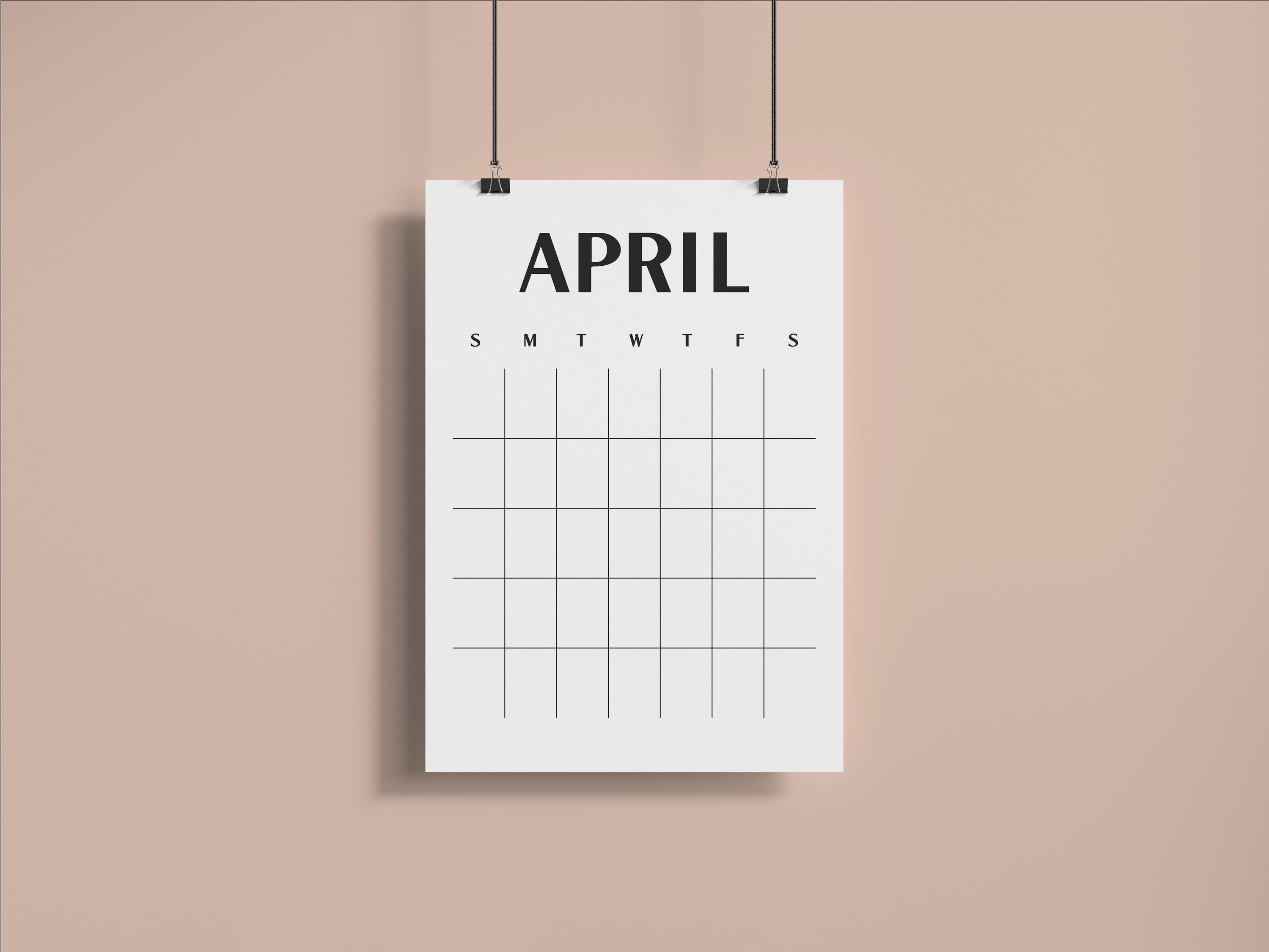 Printable Minimalist Wall Calendar Pages, New Year Wall Planner ...