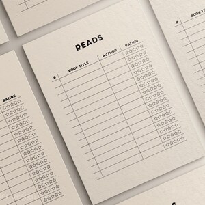 Printable Reading Logs in Cream, Reading Tracker, Books to Read, Books ...