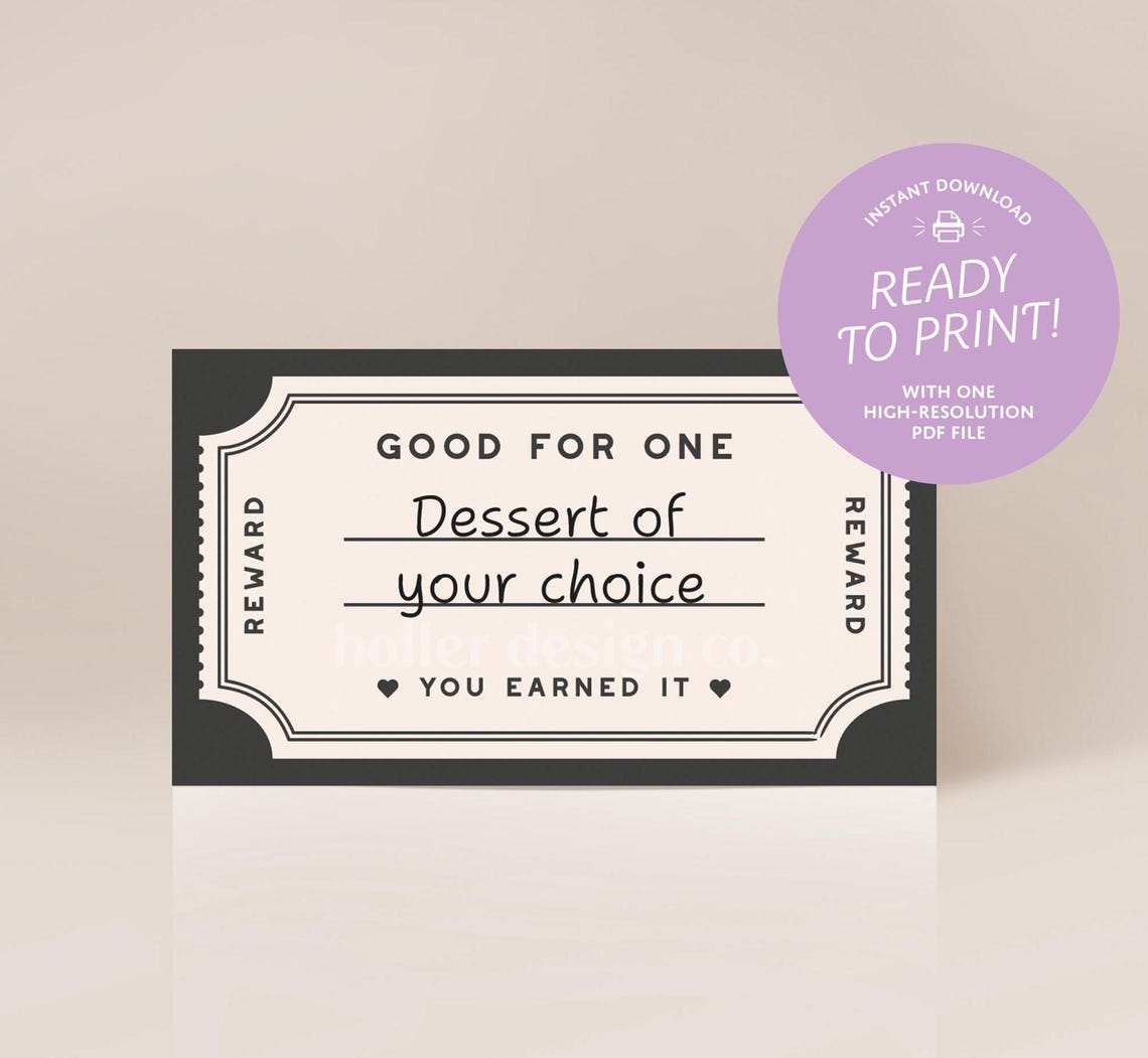 Printable Reward Coupons: Personalized Birthday, Homework or Chore ...