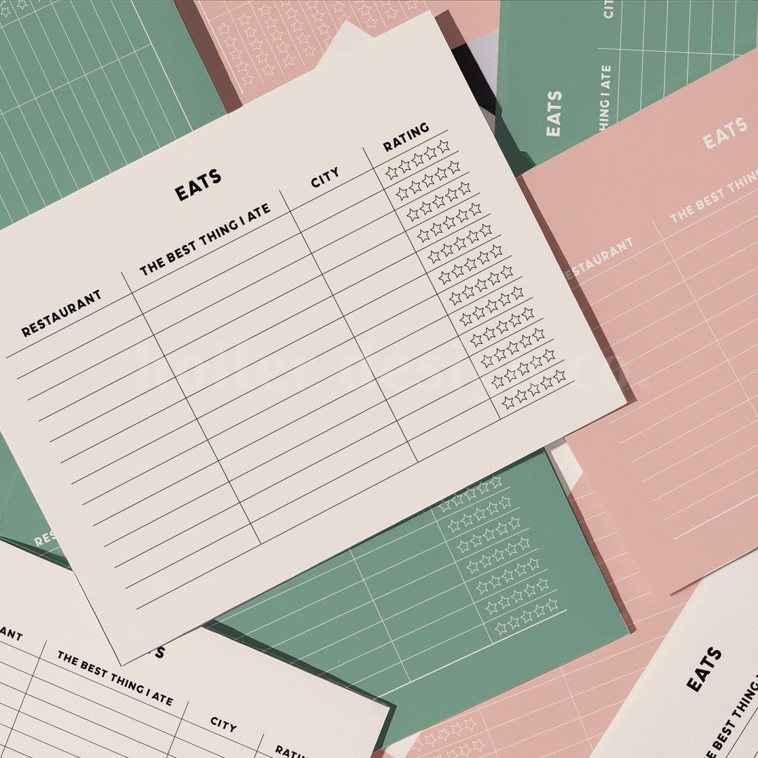 Printable Restaurant Tracker Trio, Food Logs, Restaurants to Try, Gifts ...